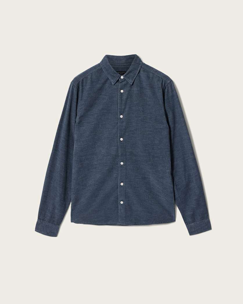 Lorella Textured Ramskull Shirt MOONSTONE BLUE | ALLSAINTS Canada